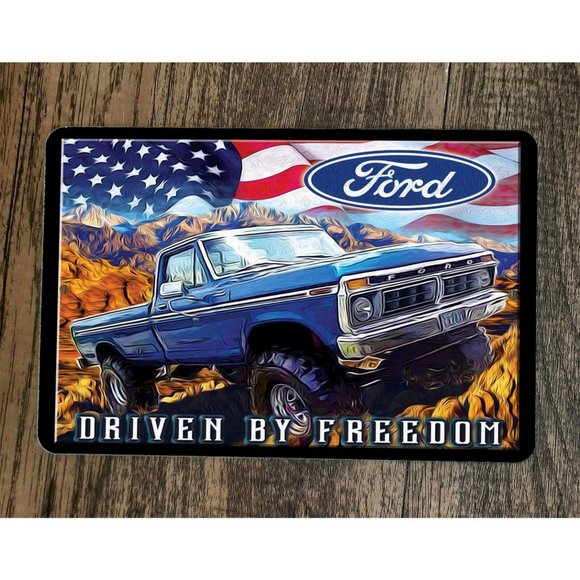Unbranded | Art | Driven By Freedom Ford Trucks 8x2 Metal Wall Garage ...